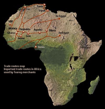 These trans-Saharan trade routes developed by the Muslim Berbers around ...
