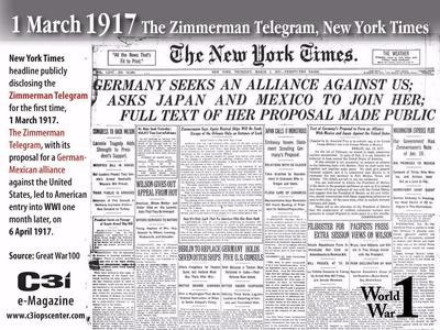 Zimmerman Note:(6 April 1917) The Zimmerman Telegram, with its proposal ...