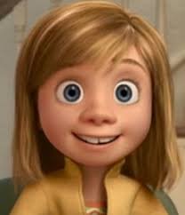 Riley smiling, making her feel better.