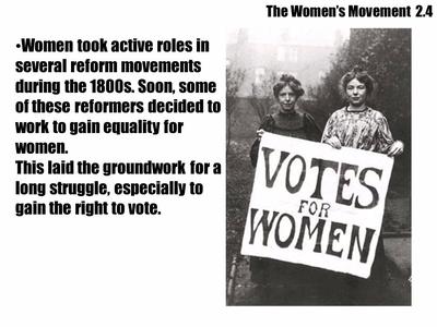 Women tried very hard to gain equality between men and women.