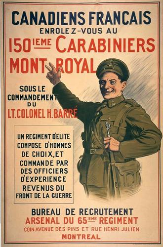 A poster encouraging French Canadians to join the war.