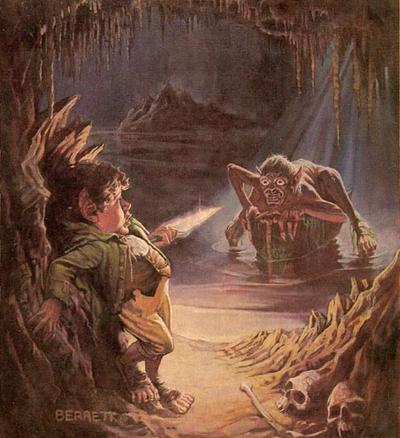 Gollum lived alone in a dark cave with his magic ring.