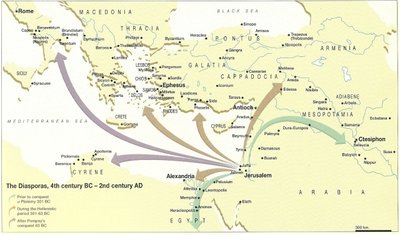 Figure 4: Map depicting the immigration of Jews
