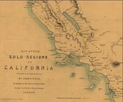 Map of California during the Gold Rush