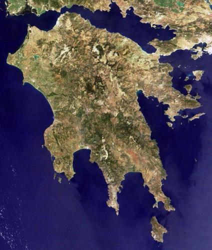 Satellite image of the the Peloponnese (NASA)