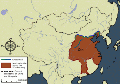 Here is a map showing how much land was conquered during the Qin ...