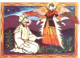 Gabriel speaking to Muhammad.