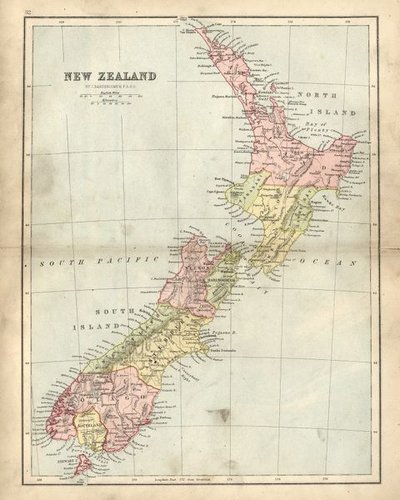 New Zealand map in the 19th century