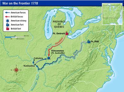 This is a map of the Battle of the frontier, it shows where America won ...