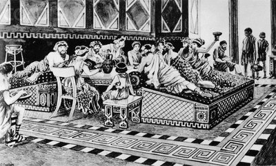 Ancient Greeks rarely dined out, but they would have banquets.