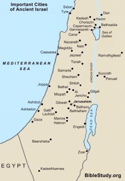 This picture show a map of ancient Israel. In the picture, you can see ...