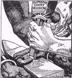 This is a political cartoon showing that the "chain" of segregated ...