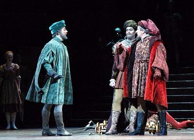This image shows Lord Capulet and Lord Montague finaly making peace ...