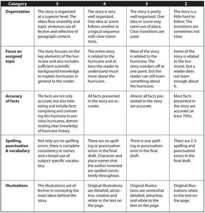 Rubric for newspaper article