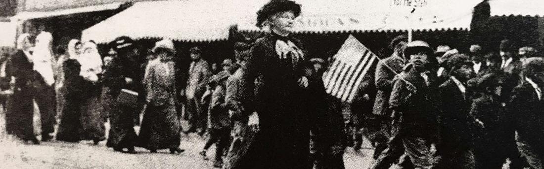 Mother Jones marching alongside the children.