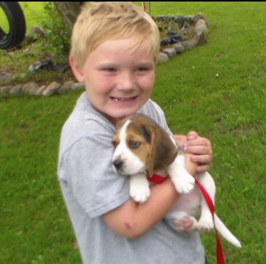 Jacob with Buddy just minutes after we got home.