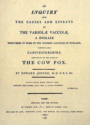 1798- the publication of Jenners book