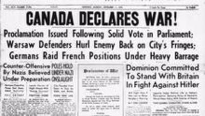 Canada declares war on Germany.