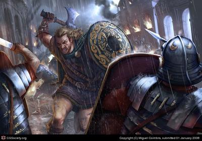 A modern-day depiction of Gaiseric being strong and heroic.