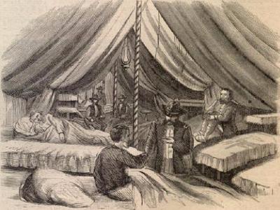 A sketch of a revolutionary war hospital tent.