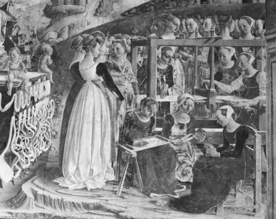A scene of women’s daily lives during the Middle Ages (“Women”).