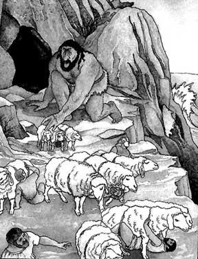 They escape by running with the sheep.