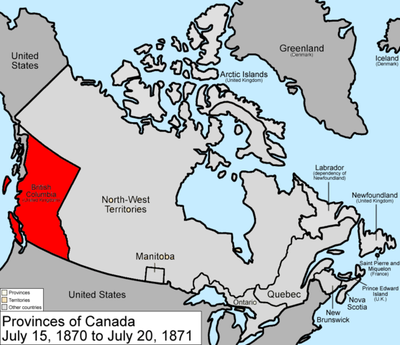 British Columbia, the sixth province of Canada.