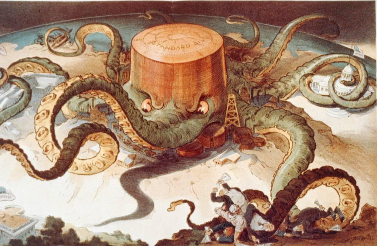 This picture represents the tycoons/monopolies taking over any business ...