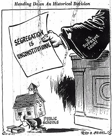 This political cartoon represents the supreme court ruling segregation ...