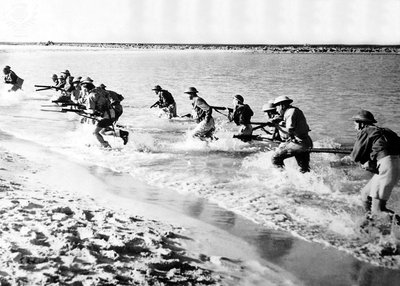 This image shows how the British troops landed in north Africa. They ...