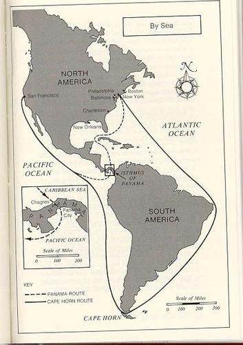 Routes by water to California