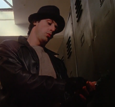 This is when Rocky saw that his locker had been taken by another fighter.