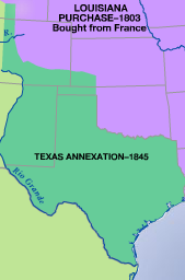 1845 - Texas was obtained in the Texas Annexation with the Spanish ...