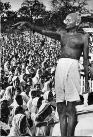 Gandhi urged Indians to use non violent means to achieve their goals.