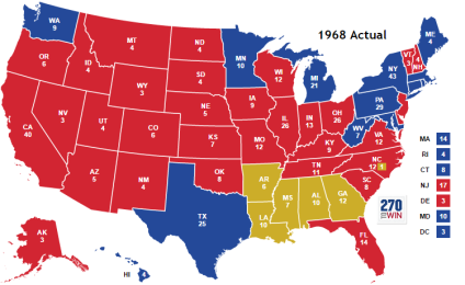 1968 Presidential Election Electoral College Map