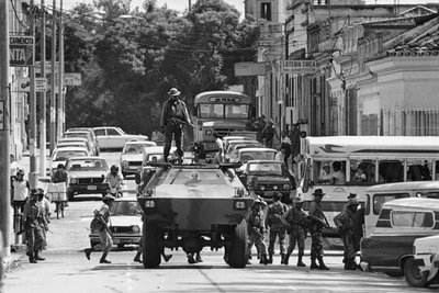 Coup D'état on tanks in the streets of Guatemala.
