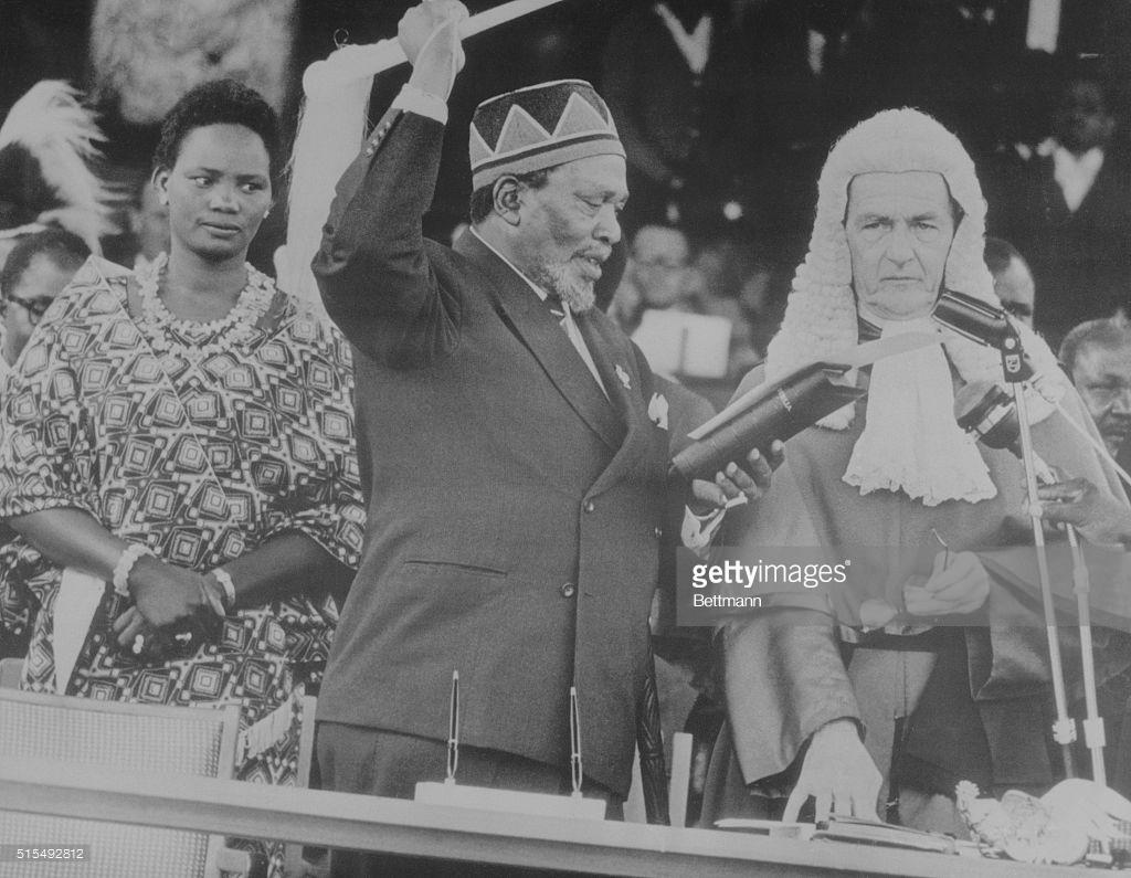 **Jomo Kenyatta being sworn in.**