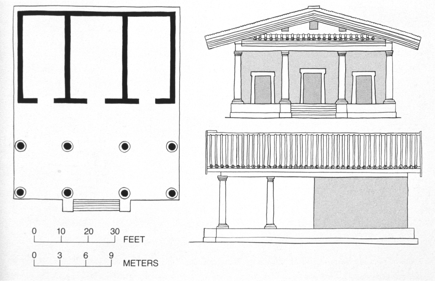 Temple of Minerva Plan and Elevation