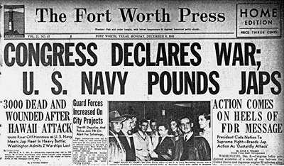 US joins World War II December 8 th , 1941, after the bombing of pearl ...