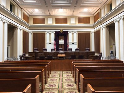 This is the chambers for the Florida Supreme Court. You can see a chair ...