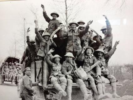 Canadian soldiers celebrate victory of Vimy Ridge.