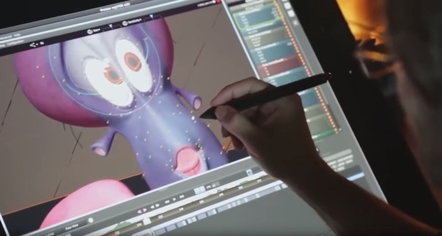 Animators pose out the character using CG puppet. They look at ...