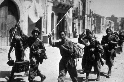 Italian Soldiers Waving White Flags of Surrender