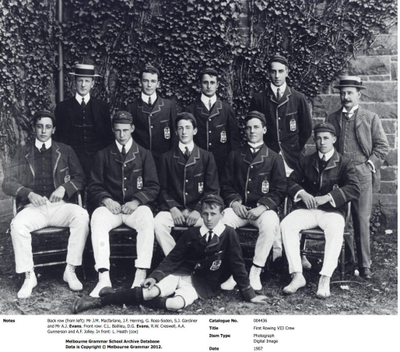 1st VIII Melbourne Gramar 1907 (Gerald's Class in 1907)