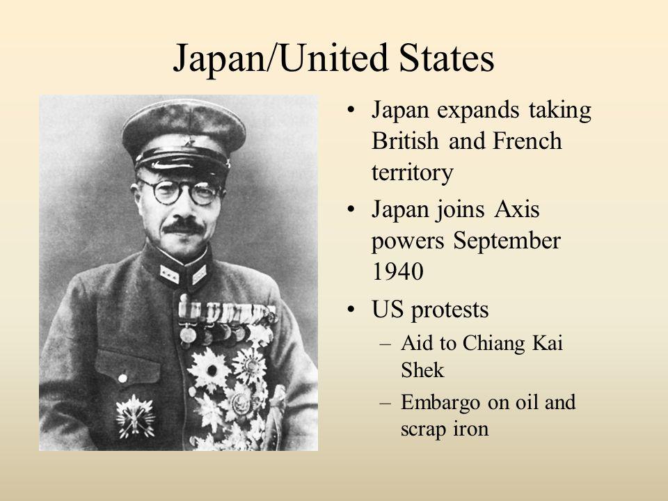 The United States extends the Japanese embargo to include iron and steel.
