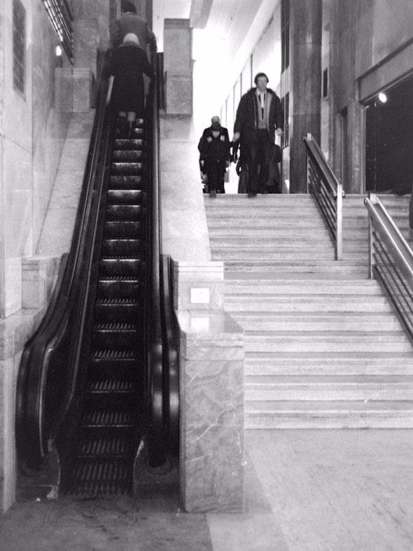 The Escalator was made by Jesse W. Reno. He never made a working model ...
