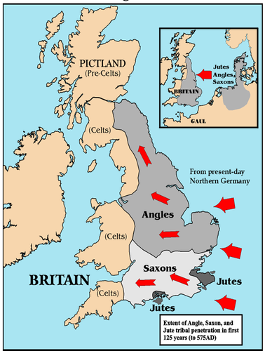 The various Anglo-Saxon groups settled in different areas of the ...