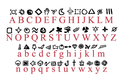 This is an example of a code where symbols stand for certain letters.