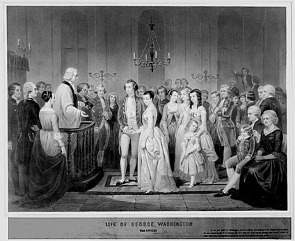 Wedding of George Washington and Martha Custis. Lithograph from Prints ...