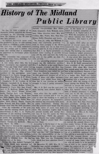 1928 -The Midland Reporter Telegram publishes the first history of the ...